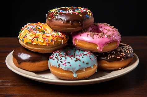 Assorted Donuts With Chocolate Frosted Premium Ai Generated Image