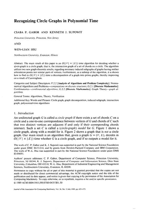 Pdf Recognizing Circle Graphs In Polynomial Time
