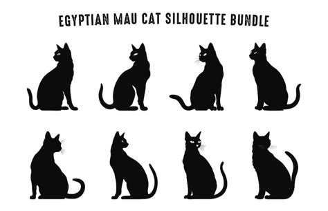 Premium Vector Egyptian Cat Silhouettes Vector Art Set Black Cats