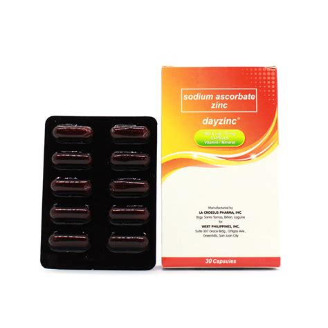 Dayzinc Sodium Ascorbate Ascorbic Acid Zinc 225mg 50mg 5mg