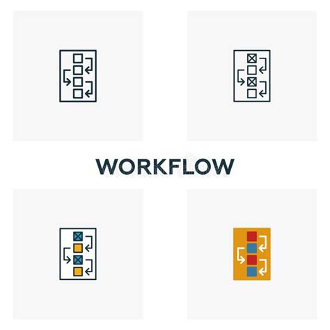 Workflow Icon Set Four Elements In Diferent Styles From Design Ui And Ux Icons Collection