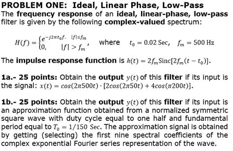 Solved PROBLEM ONE Ideal Linear Phase Low Pass The Chegg Com