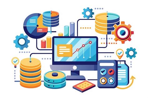 A Computer Displays Graphs And Data Alongside Storage Units And Calculation Tools For Statistics