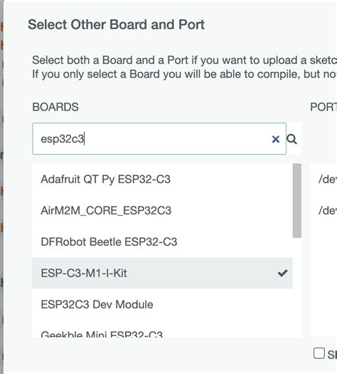 Which Board To Select For Esp32 C3 Devkitm 1 3rd Party Boards