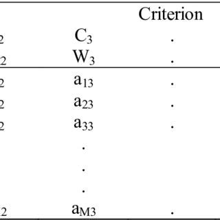 A Typical Multi Criteria Decision Making Matrix Download Table