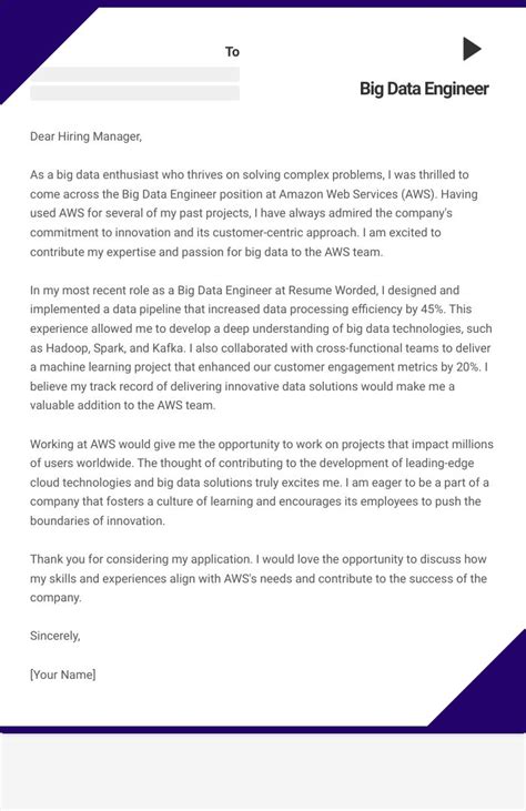 14 Big Data Engineer Cover Letter Examples Plus Recruiter Insights