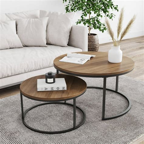 Nathan James Stella Round Modern Nesting Coffee Table Set Of 2
