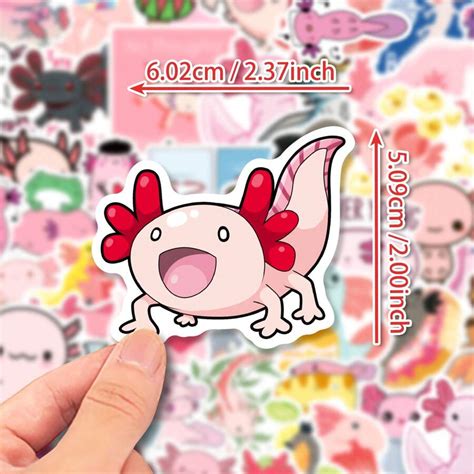 50 Pink Axolotl Stickers Cartoon Animals Axolotl Doll Fish Hand