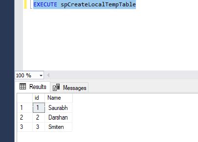 Temporary Tables In SQL Server