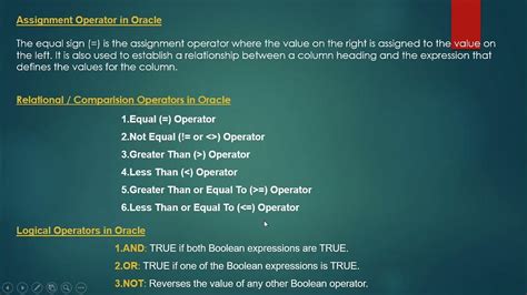 operators in oracle part 1 youtube