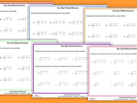 Bus Stop Method Division Worksheets For KS Teaching Resources