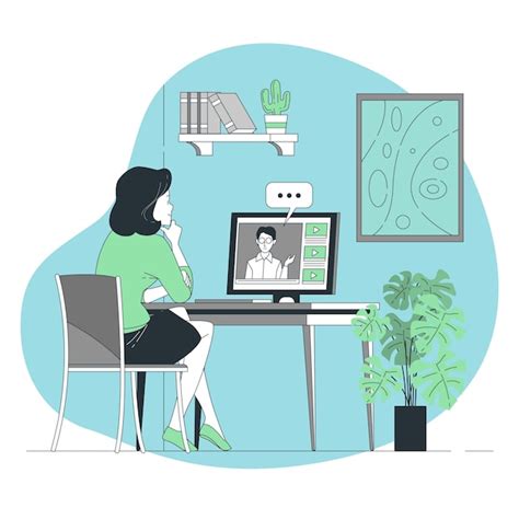 Premium Vector Girl Attending Class Or Webinar Online On Laptop