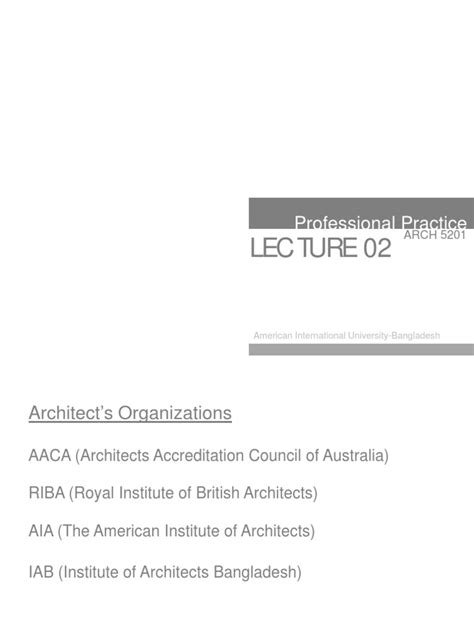 Professional Practice Lecture 02 Pdf Architect Qualifications