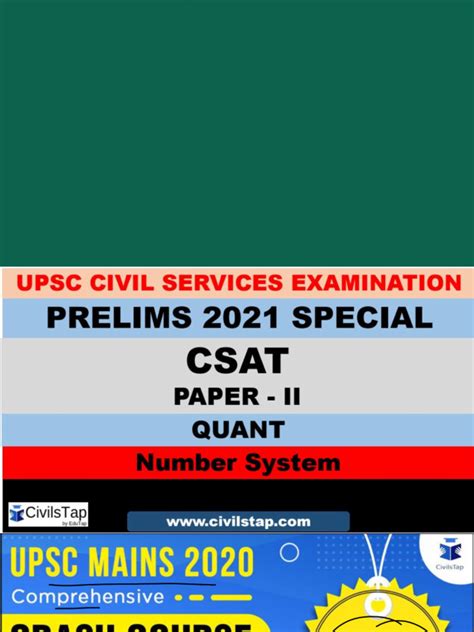 Free Csat Lectures Upsc Prelims 2021 Quant Day 14 Number System Pdf