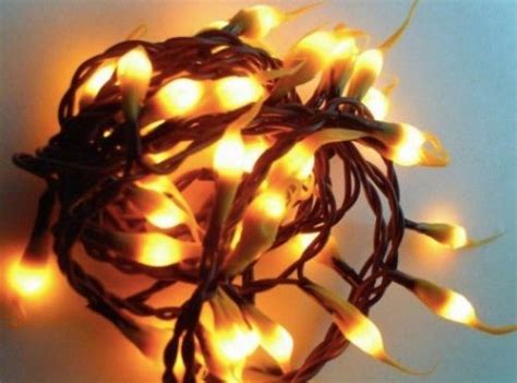 35 Count Teeny Bulbs Silicone Tip Brown Cord String Lights Lighting Primitive Decor