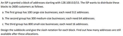 solved an isp is granted a block of addresses starting with