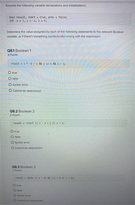 Solved Assume The Following Variable Declarations And