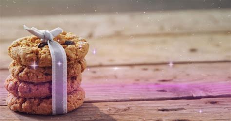Stack Of Tied Homemade Cookies With Sparkling Background Free Stock