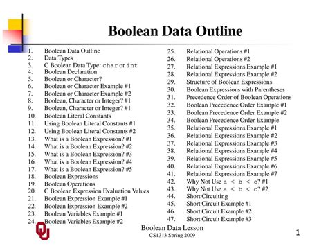 Boolean Data Outline Boolean Data Lesson Boolean Data Outline Ppt Download