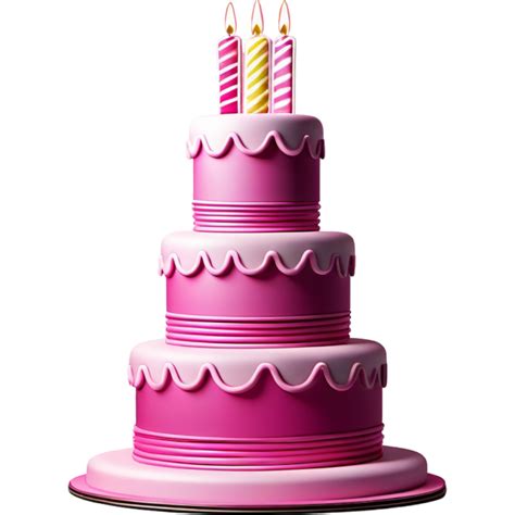 Pink Double Layer Birthday Cake AI Generative PNG