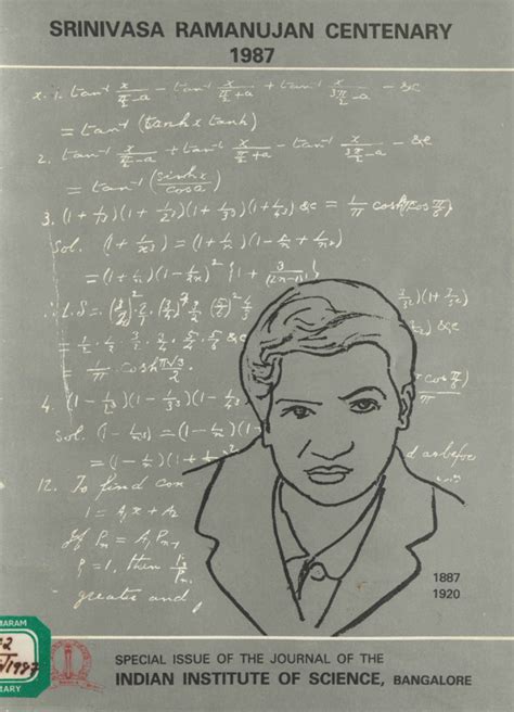 1987 Srinivasa Ramanujan Centenary Special Issue Of The Journal Of The Indian Institute Of