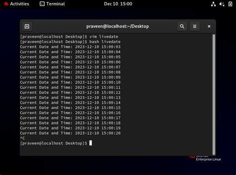 Continuous Live Date And Time Display In Linux Terminal By P N