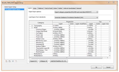 RevitCity Com DWG Export Separating Materials