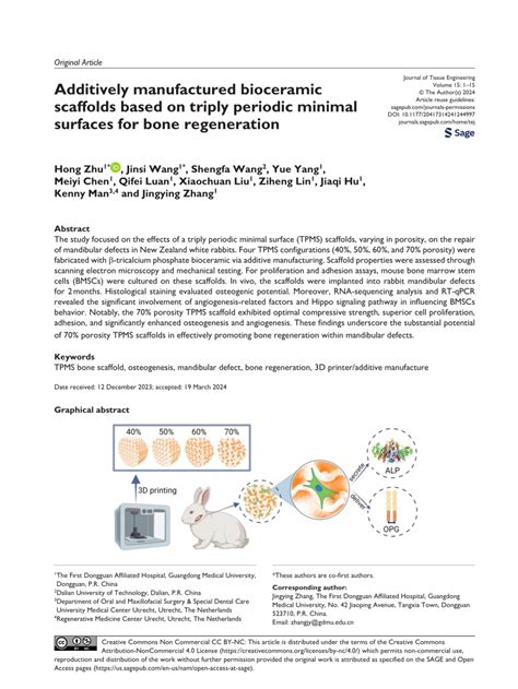 Pdf Additively Manufactured Bioceramic Scaffolds Based On Triply Periodic Minimal Surfaces For