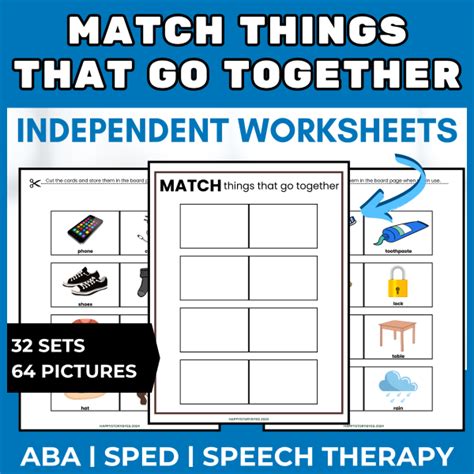 Matching Things That Go Together 32 Sets Of Associated Pairs Worksheet Book Aba Special