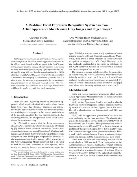 Pdf A Real Time Facial Expression Recognition System Based On Active Appearance Models Using