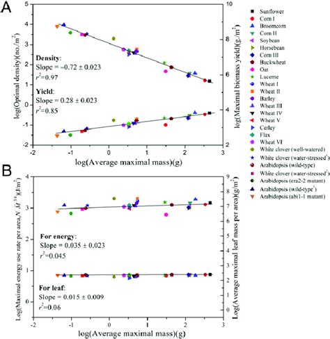 empirical scaling relationships plotted on logarithmic axes for