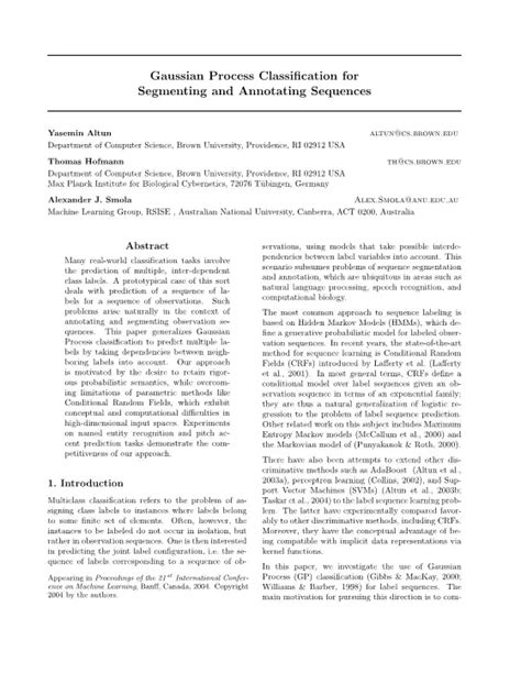 Gaussian Process Classification For Segmenting And Annotating Docslib