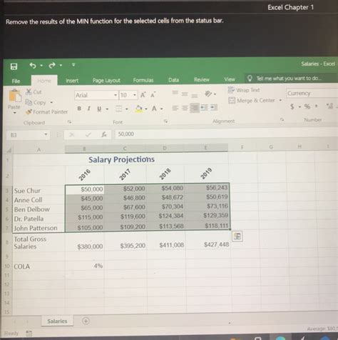Solved Excel Chapter 1 Remove The Results Of The Min