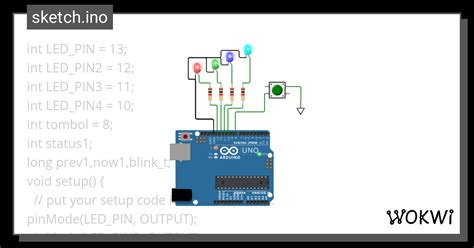 Modul 2 Kontrol Led Dengan Tombol Sesuai Tingkatan Kedip Wokwi Esp32