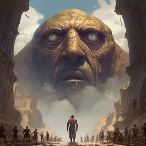 Premium Ai Image Giant Cyclops Steps On The Man In The Arena Ai