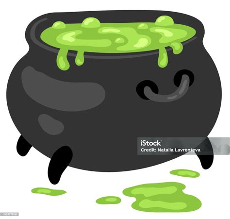녹색 물약을 가진 마녀의 가마솥 할로윈 테마 손으로 그린 벡터 일러스트레이션 웹 사이트 스티커 엽서에 적합합니다 0명에 대한 스톡 벡터 아트 및 기타 이미지 Istock