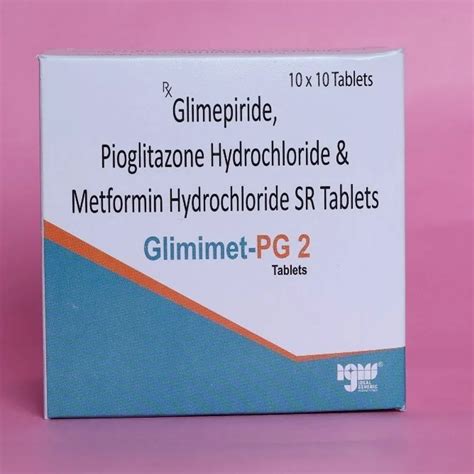 Glimepiride Pioglitazone Hydrochloride Metformin Hydrochloride Sr Tablets At Rs 105 Box