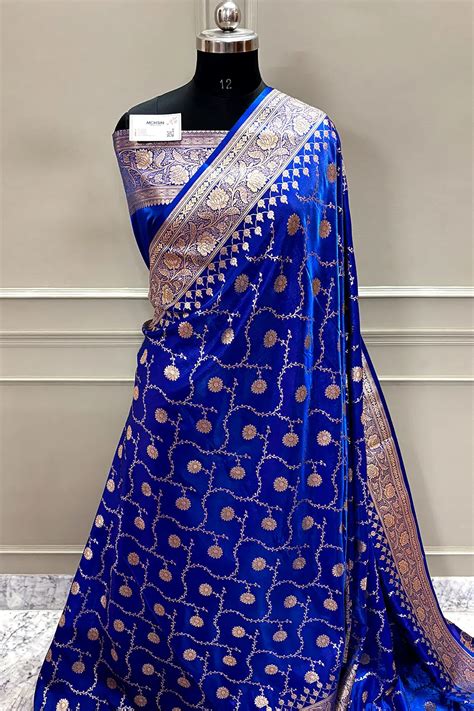 Firozi Blue Zari Katan Silk Banarasi Saree Mohsin Textiles