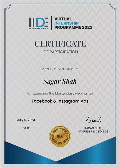 Sagar Shah On Linkedin Internship For Digital Marketing Achievement