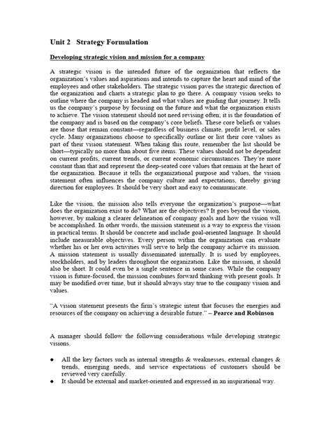 Unit 2 Strategy Formulation Pdf Goal Strategic Planning