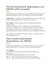 Trivial Functional Dependency In DBMS With Example Docx Trivial Functional Dependency In DBMS