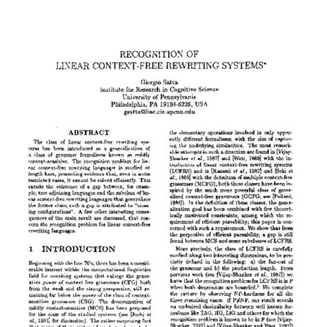 recognition of linear context free rewriting systems acl anthology