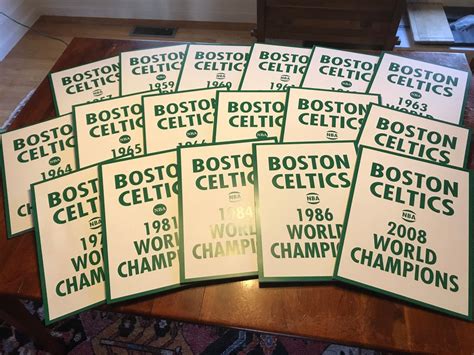 Boston Celtics Championship Banner Mounted Prints Td Garden Replica