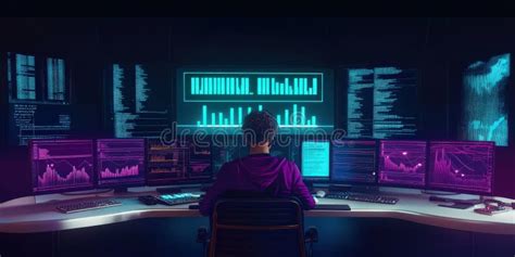 data analyst working with multiple screens in a high tech environment