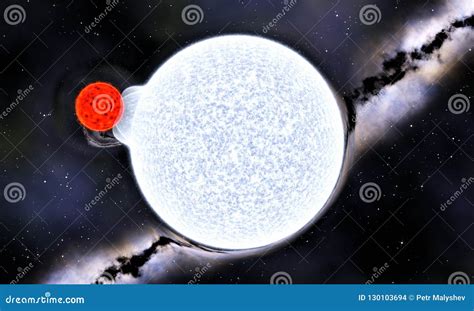 Binary Star With Red Dwarf And Blue Giant 3d Render Stock Illustration