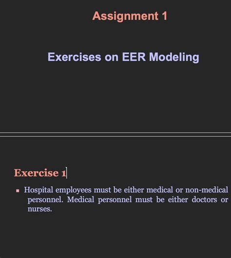 solved assignment 1 exercises on eer modeling exercise 1