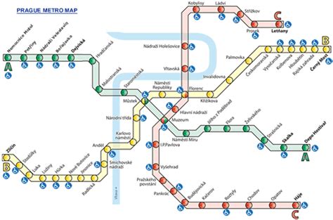 Prague Metro Route Map Prague Metro Subway Pomb
