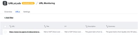 Url Monitoring Urlslab