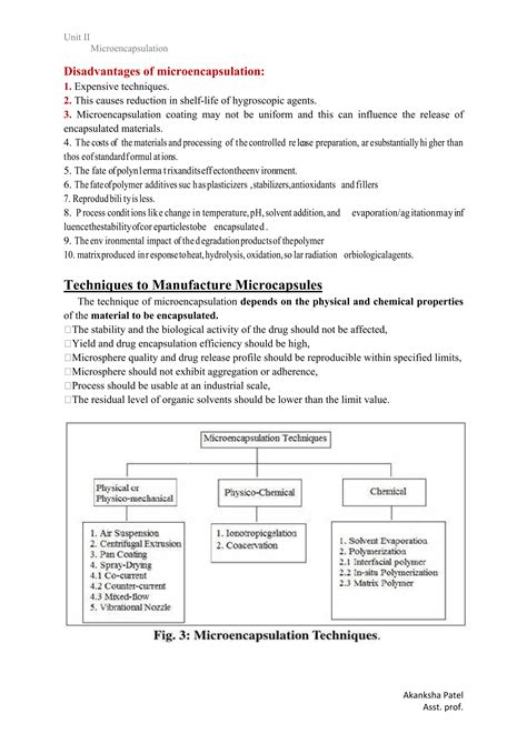 Unit 2 Various Approaches On Microencapsulation Pdf