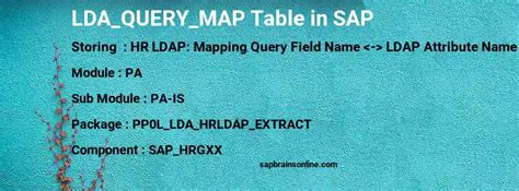 Lda Query Map Sap Table For Hr Ldap Mapping Query Field Name Ldap
